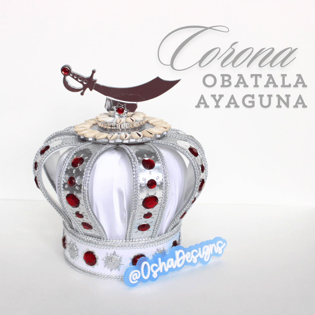 Obatala Ayaguna White and Red Handmade Crown – Osha Designs