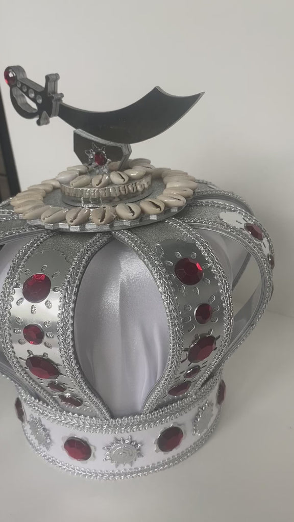 Obatala Ayaguna White and Red Handmade Crown – Osha Designs