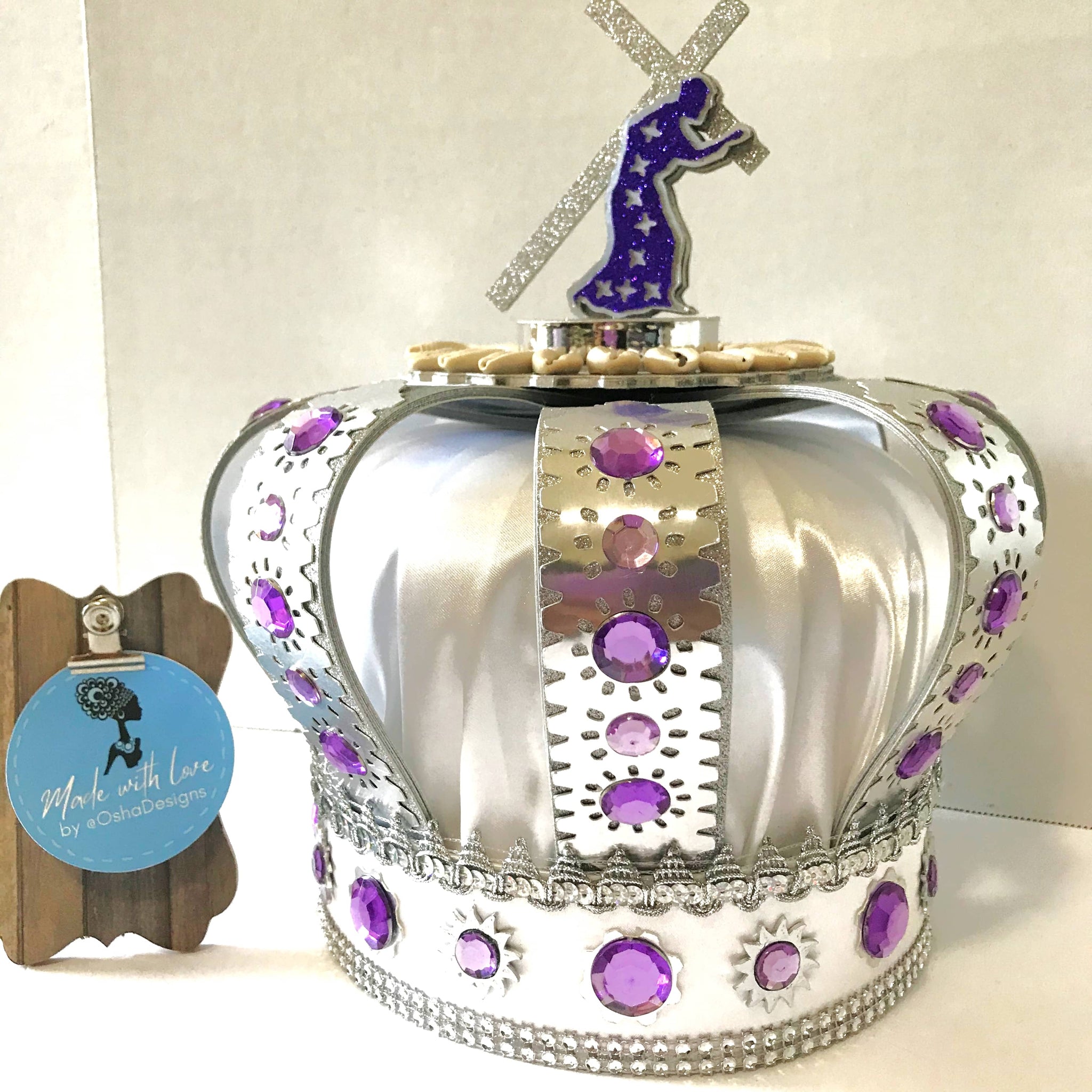 Obatala Obamoro White and Purple Handmade Crown – Osha Designs