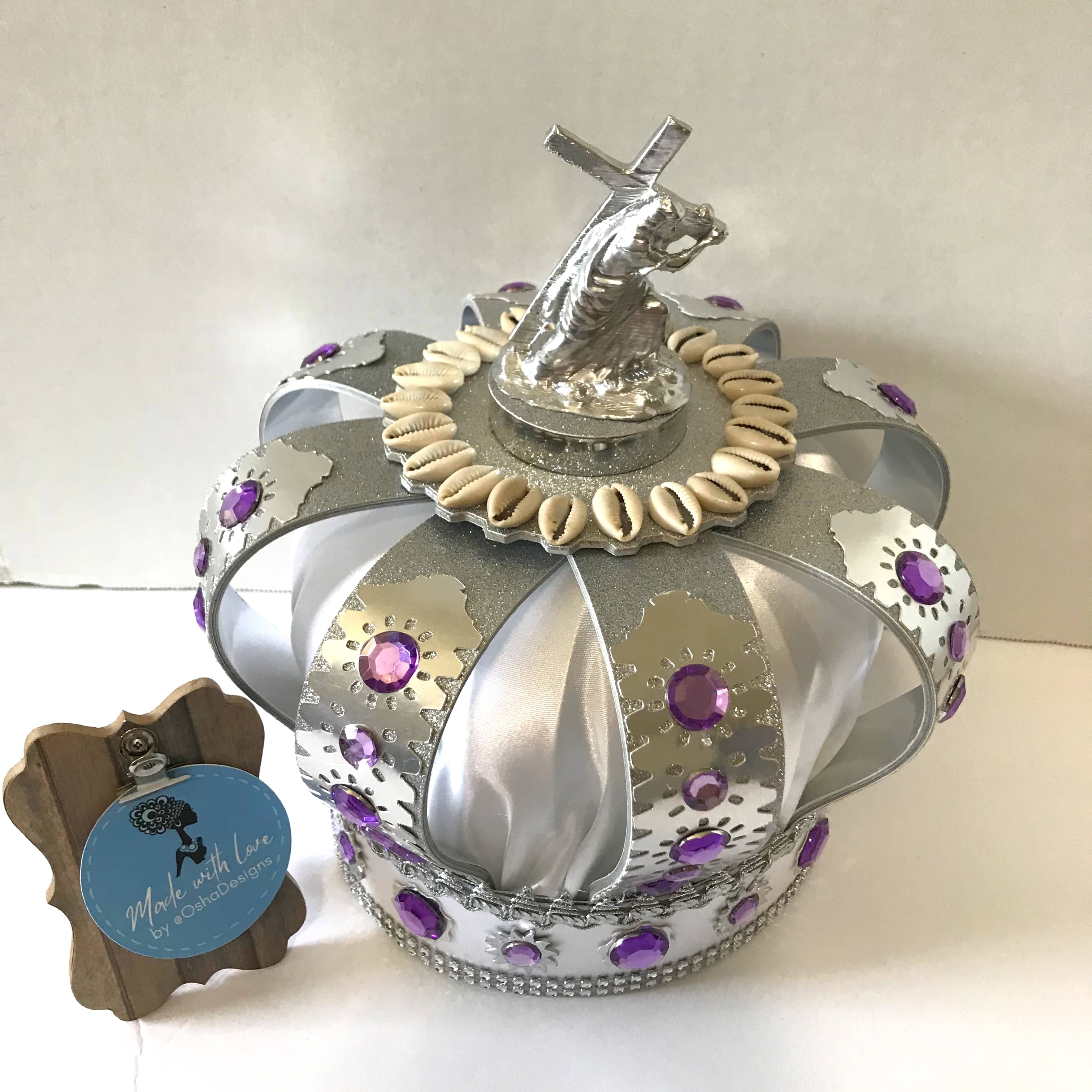 Obatala Obamoro White and Purple Handmade Crown – Osha Designs
