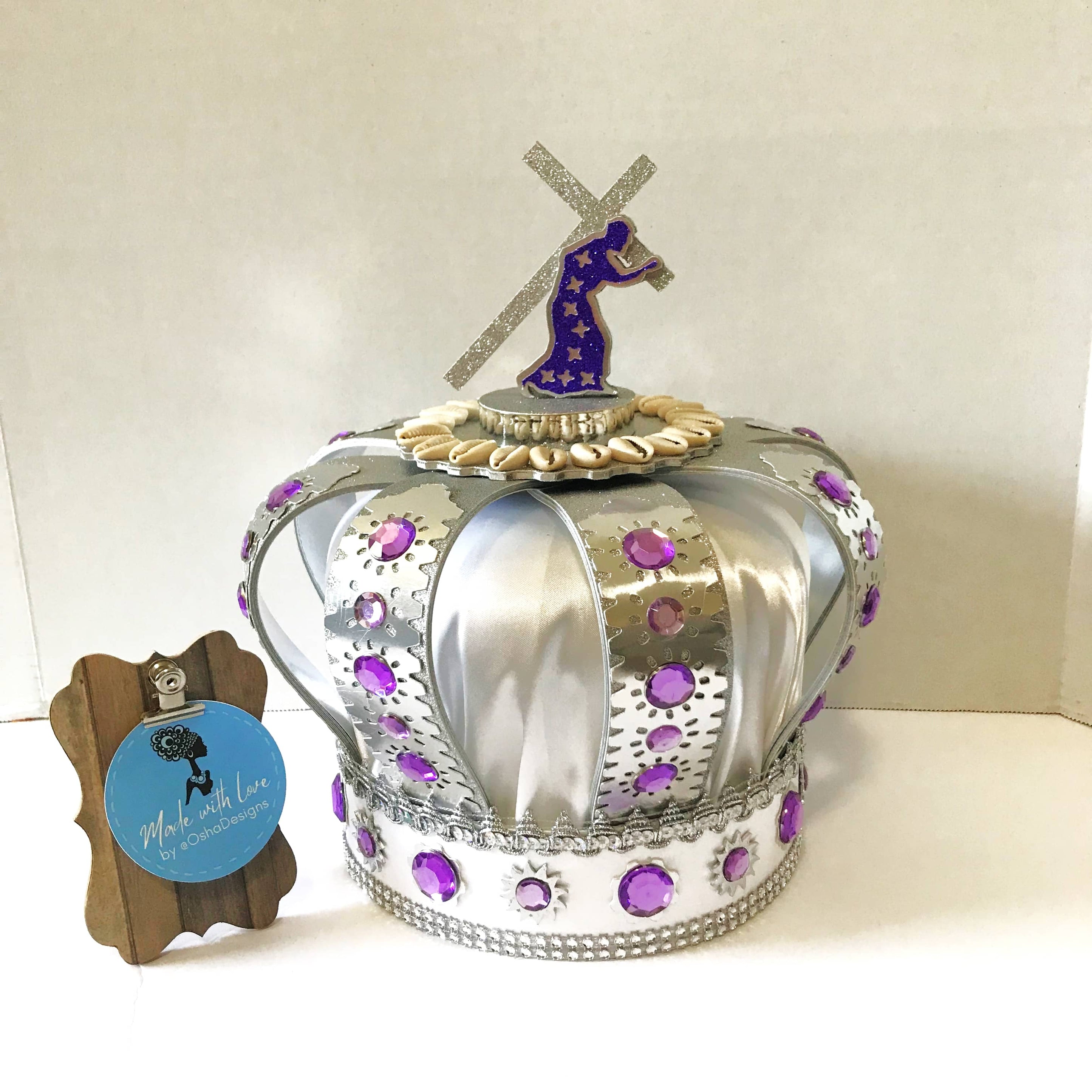 Obatala Obamoro White and Purple Handmade Crown – Osha Designs