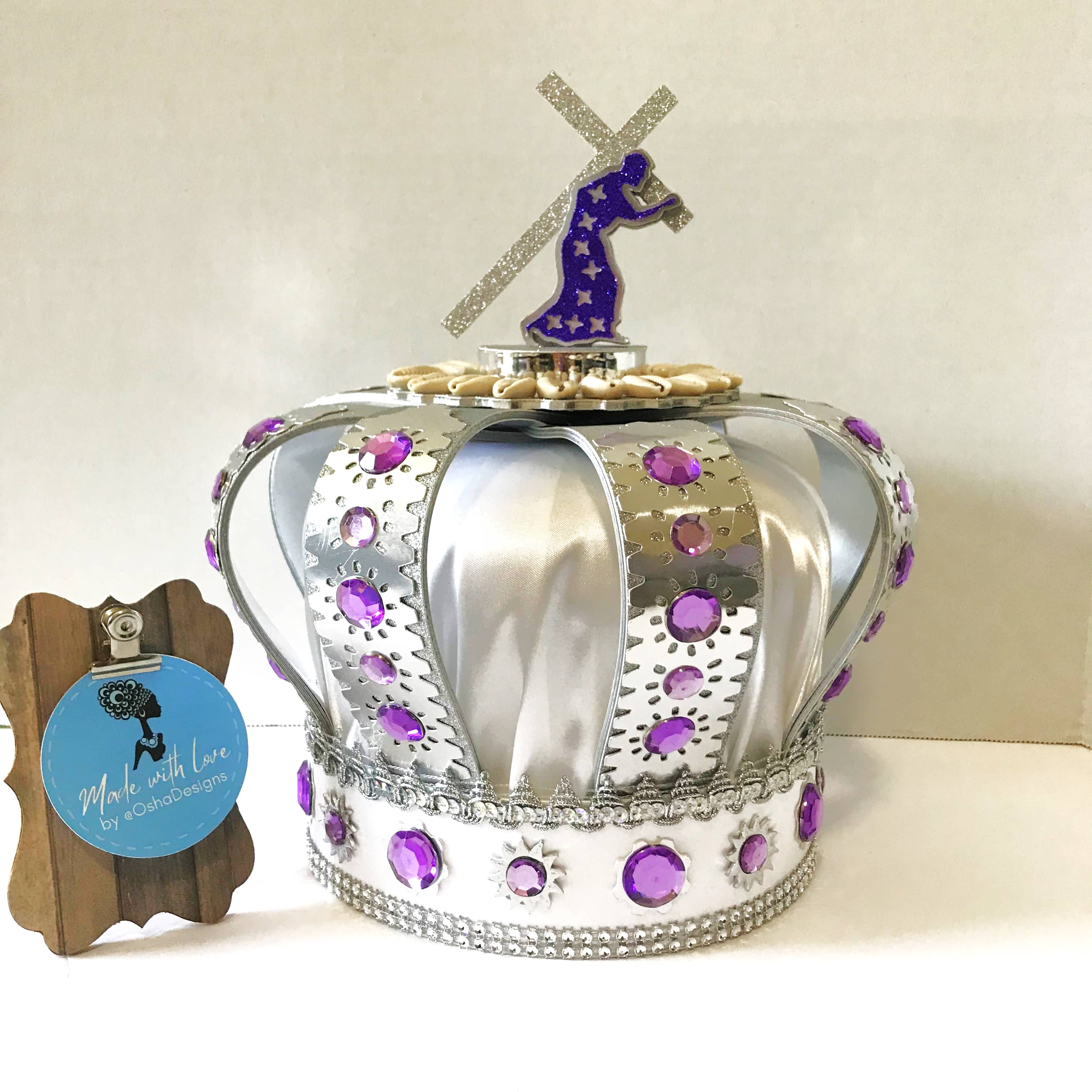 Obatala Obamoro White and Purple Handmade Crown – Osha Designs