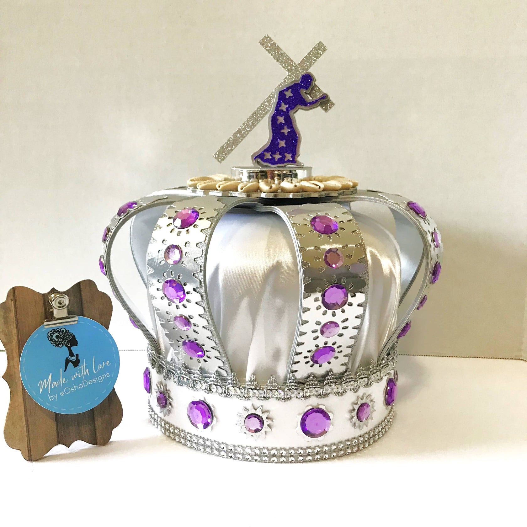 Obatala Obamoro White and Purple Handmade Crown – Osha Designs