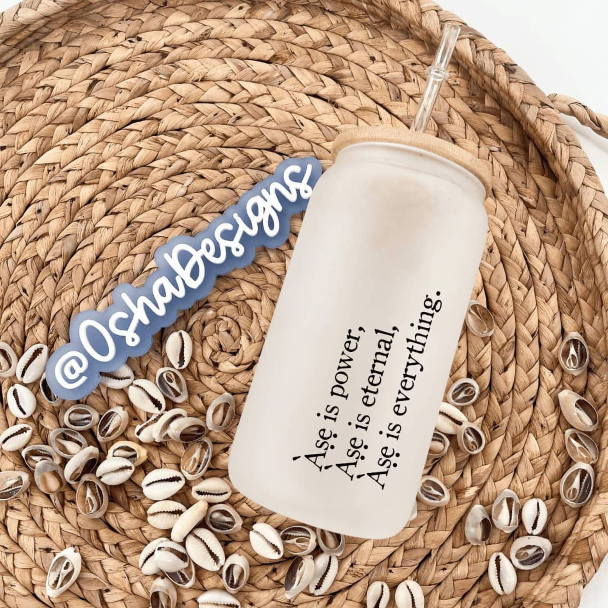 Glass Tumbler with Bamboo Lid 16Oz African Design – Osha Designs