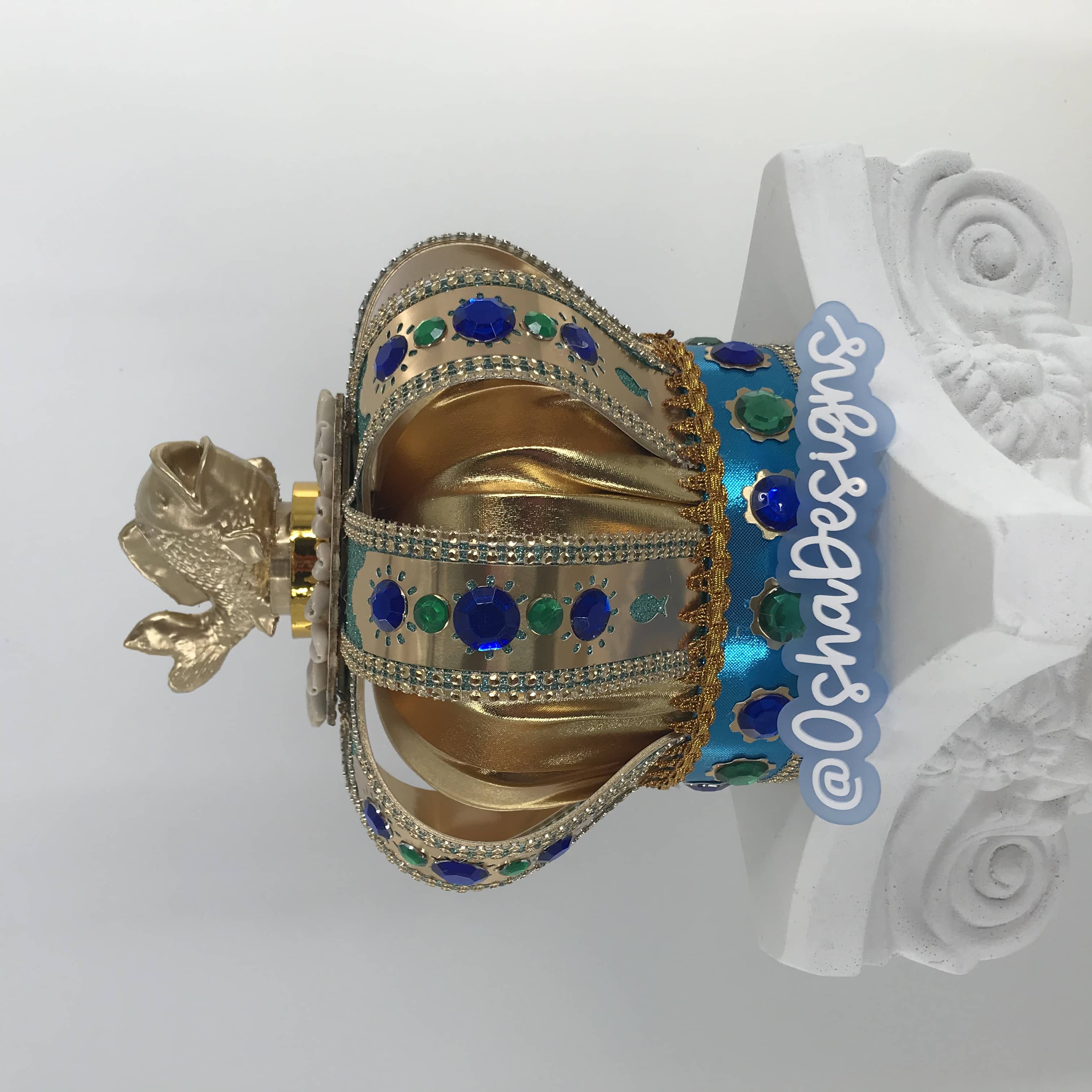 Gold and Blue Crown for Orisha Inle – Osha Designs