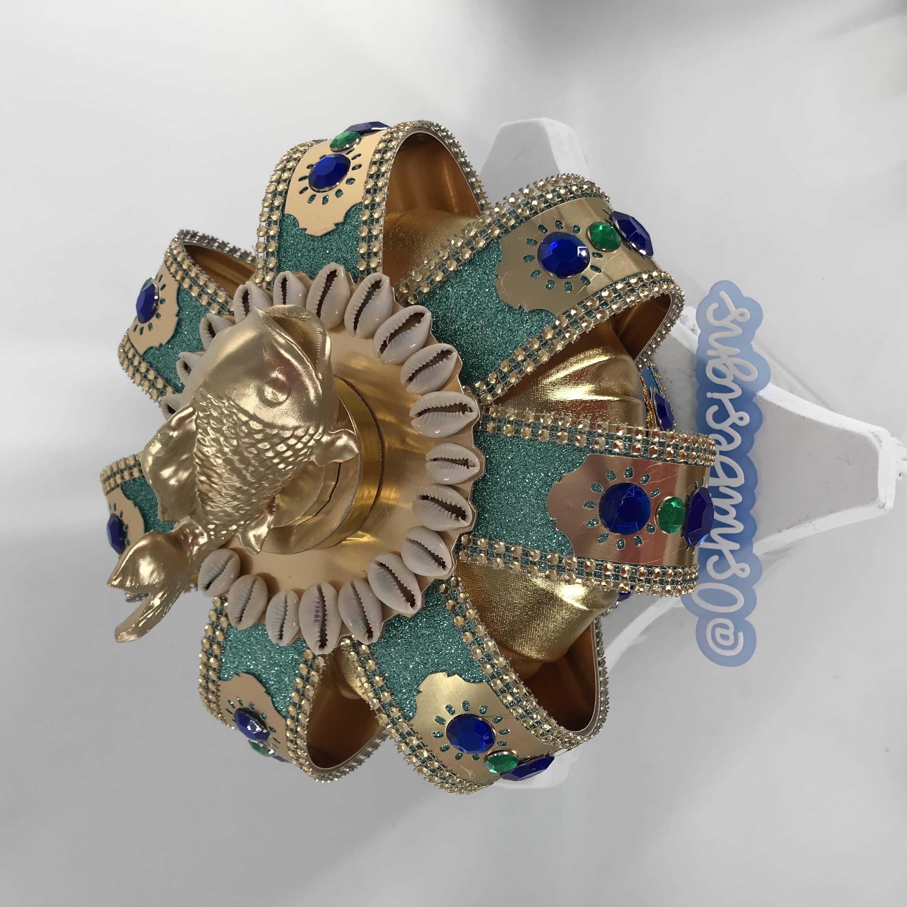 Gold and Blue Crown for Orisha Inle – Osha Designs